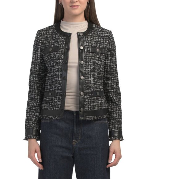 ecru | Jackets & Coats | Ecru Blackwhite Trimmed Jacket | Poshmark